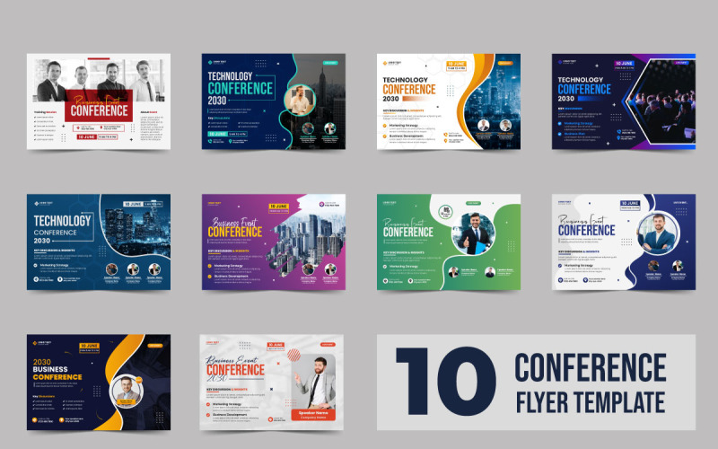 Technology event conference flyer template and Business webinar ...
