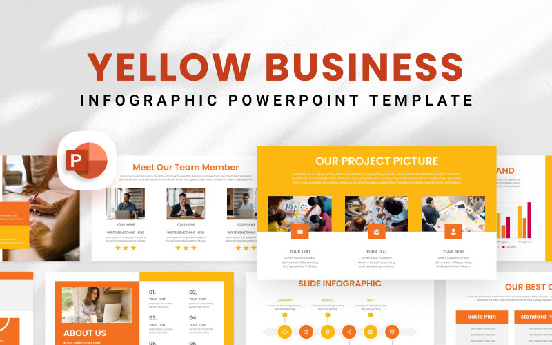 Gelbe Business-PowerPoint-Vorlage #319444 - TemplateMonster