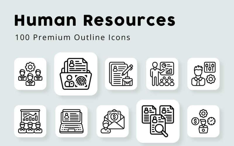Human Resources Outline Icons #319450 - TemplateMonster