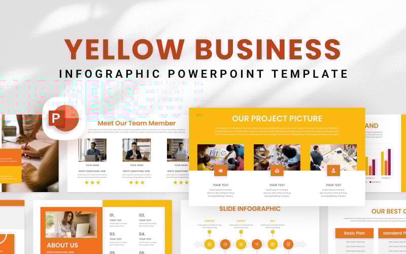 Yellow Business PowerPoint Template #319444 - TemplateMonster