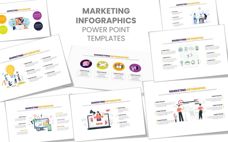 Plantillas de PowerPoint para infografías de negocios y marketing digital