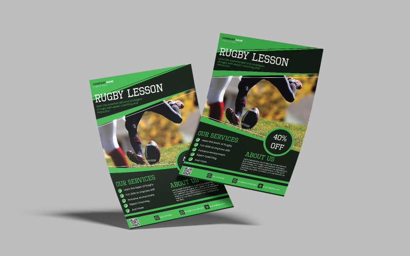Rugby Lesson Flyer Template #319740 - TemplateMonster