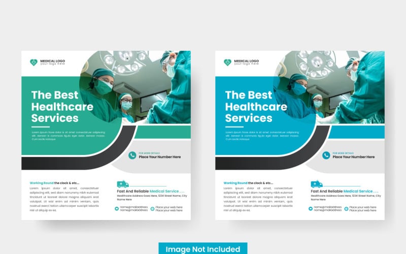 Medical health poster design and hospital for square social media post ...