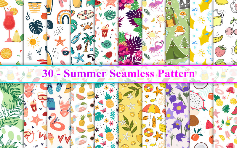 Summer Seamless Pattern, Summer Pattern - TemplateMonster