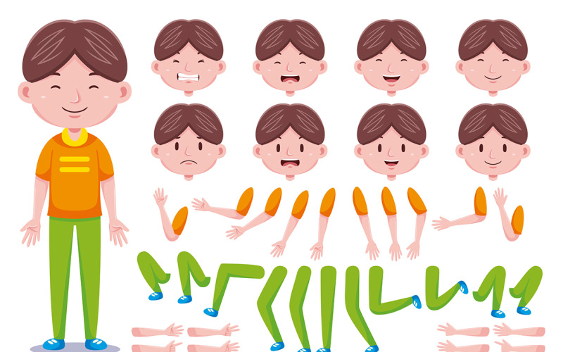 Front View Cute Boys Character Creation Set #03