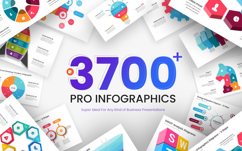 Projetos de modelos de PowerPoint de infográficos profissionais 3700