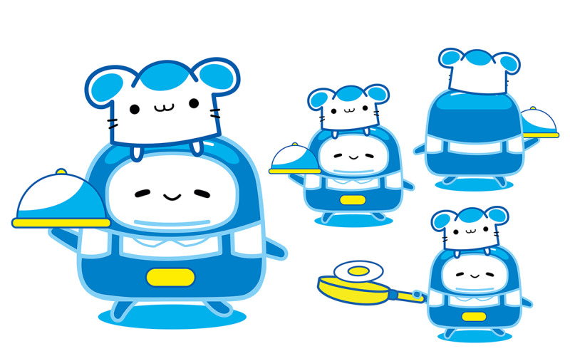Blue Mascot Character (Chef) Vector Illustration