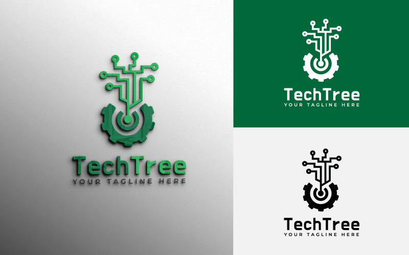 Engineering Tech Tree Gear Logo Design - TemplateMonster