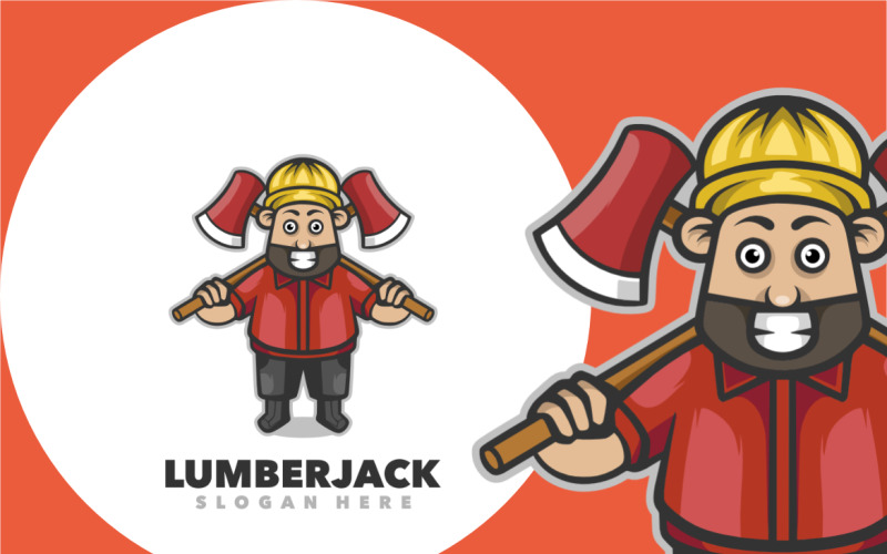 Leñador Logo Linda Mascota Ilustración - TemplateMonster