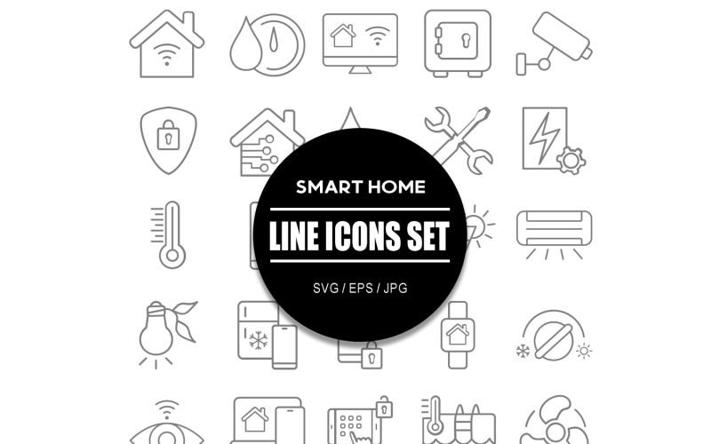 Smart Home Icon Set Bundle #320691 - TemplateMonster