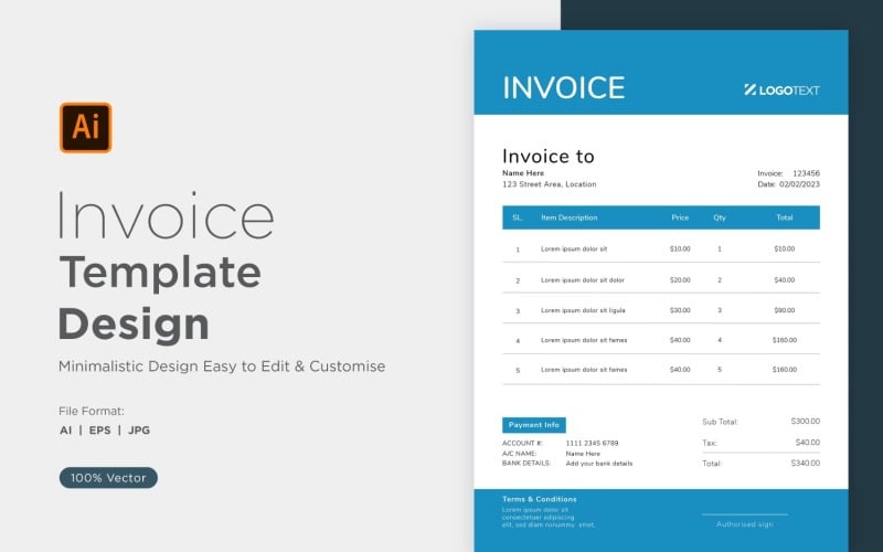 Corporate Invoice Design Template Bill form Business Payments Details ...
