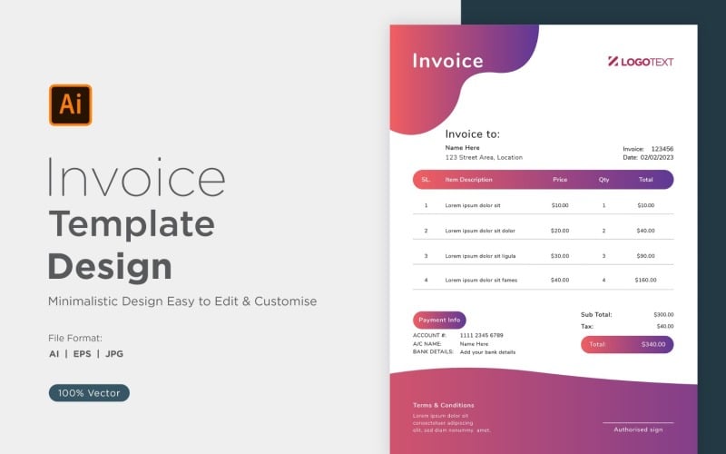 Corporate Invoice Design Template Bill form Business Payments Details ...