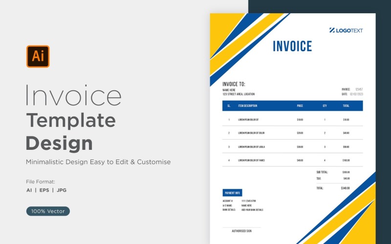 Corporate Invoice Design Template Bill form Business Payments Details ...