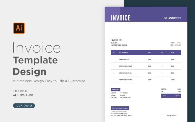 Corporate Invoice Design Template Bill form Business Payments Details ...