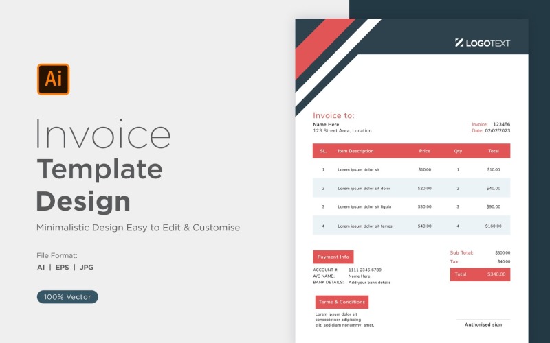 Corporate Invoice Design Template Bill form Business Payments Details ...