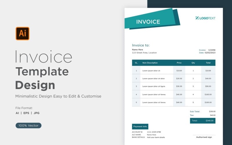 Corporate Invoice Design Template Bill form Business Payments Details ...