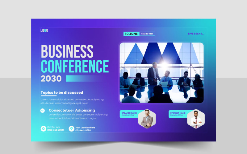 Abstract Business technology conference flyer template and event ...