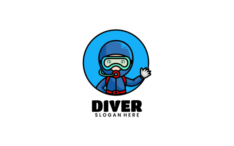 Diver Mascot Cartoon Logo #320954 - TemplateMonster