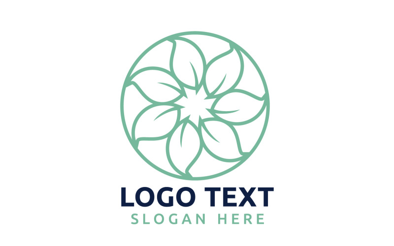 Leaf Circle flower logo symbol or design your logo Brand v55