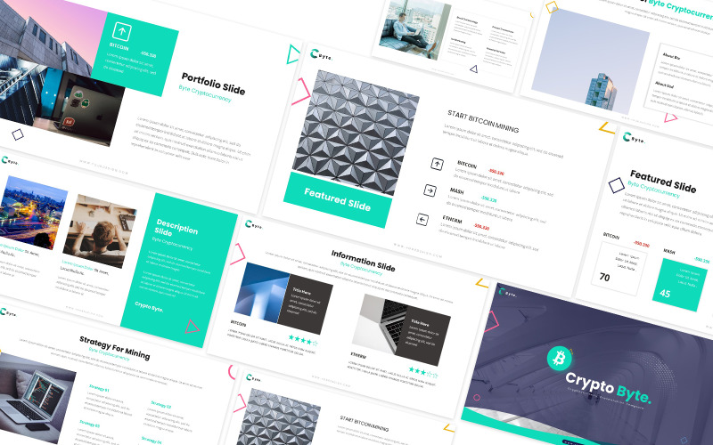 Modelo de Powerpoint de Criptomoeda Byte - TemplateMonster