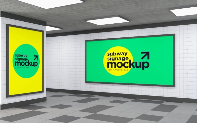 Subway Two Signage Horizontal and vertical Mockup 01
