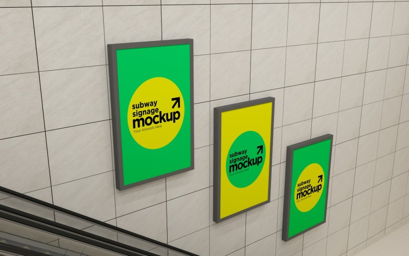 Subway Three Sign Mockup 12 #321416 - TemplateMonster