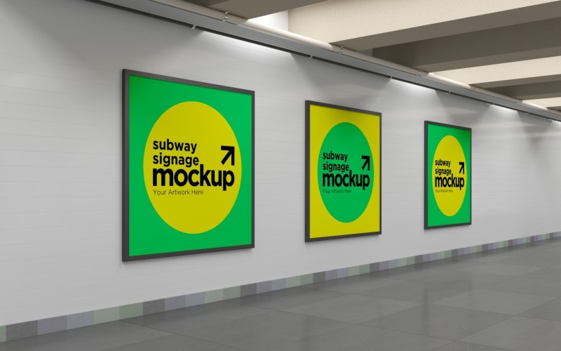 Subway Three Square Sign Mockup #321423 - TemplateMonster