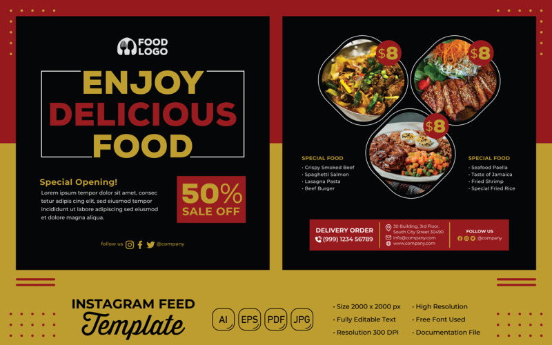 Restaurant Feed Instagram #01 Template - TemplateMonster