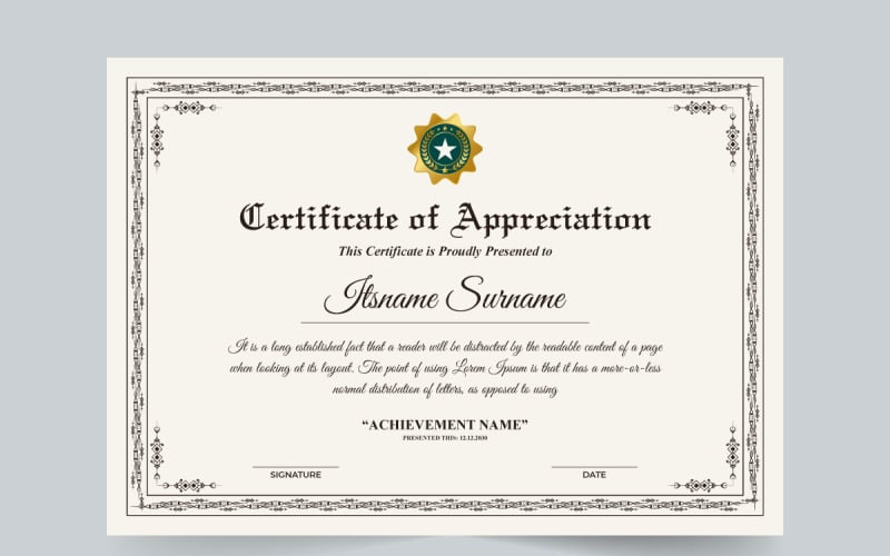 Vecteur de modèle de certificat de réussite - TemplateMonster