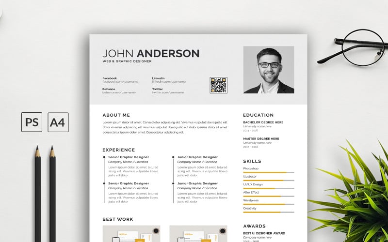 John Anderson Professional Portfolio Resume - TemplateMonster