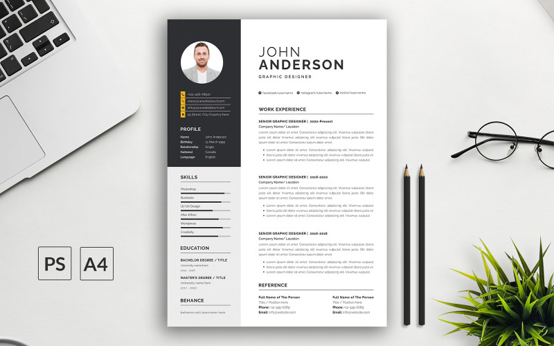 2 Pages Simple Resume Template #322457 - TemplateMonster