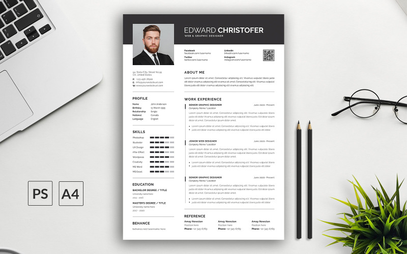 Plantilla de currículum premium CV #322475 - TemplateMonster