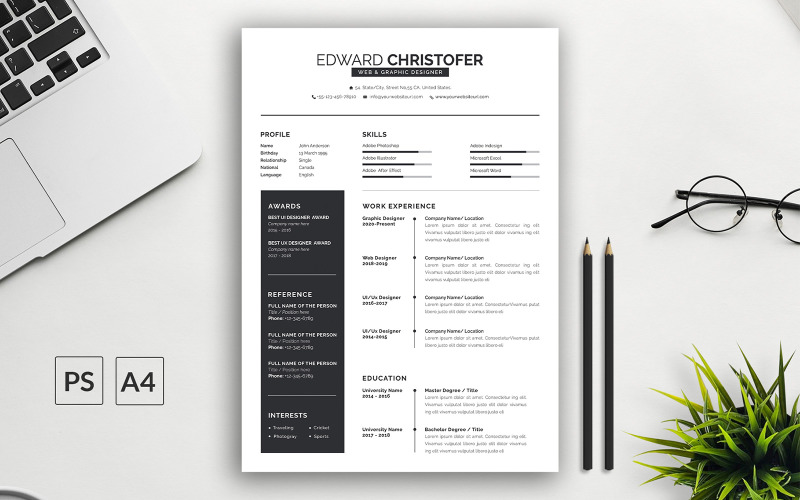 CV Premium Resume Template #322475 - TemplateMonster