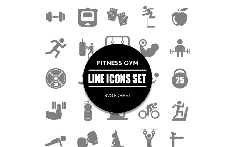 Conjunto de iconos de fitness Paquete de iconos de gimnasio