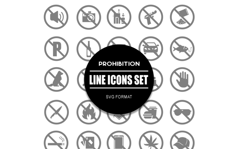 Prohibition Icon Set Forbiden Icons Bundle - TemplateMonster