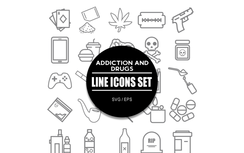 Addiction and Drugs Icon Set Icons Bundle - TemplateMonster