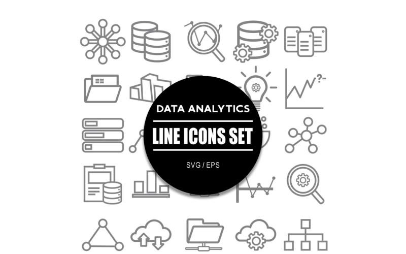 Data Analytics Icon Set Icons Bundle - TemplateMonster