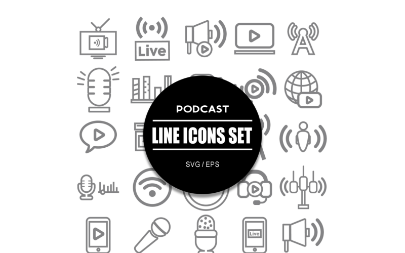 Paquete de iconos de conjunto de iconos de podcast