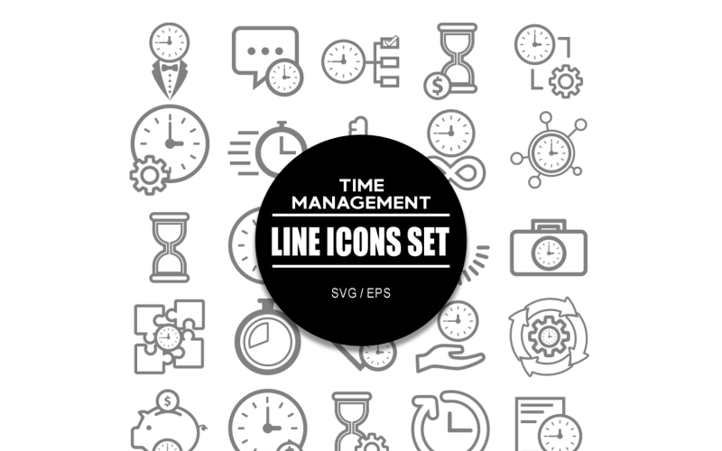 Zeitmanagement-Icon-Set Zeit-Icons-Bündel - TemplateMonster