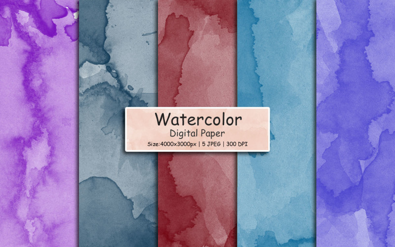 Watercolor Digital Paper Pack, Neutral Colors Watercolor Waves Texture ...