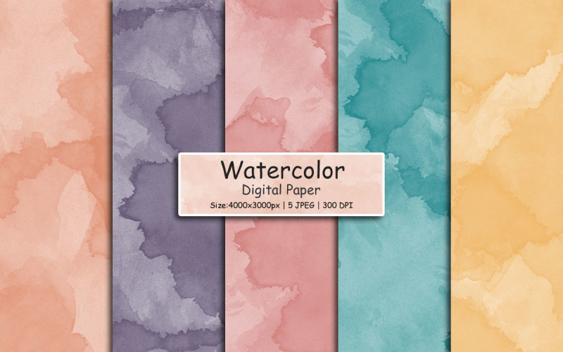 Watercolor Splashes Digital Paper Pack, Watercolor Waves Texture ...