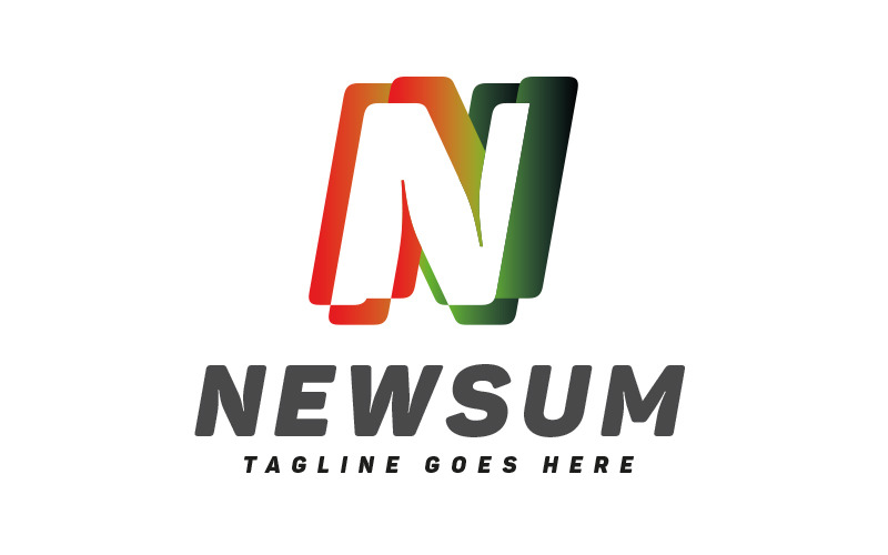 Letter N Funky geometrical logo design - TemplateMonster