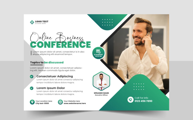 Abstract Business technology conference flyer and corporate event ...