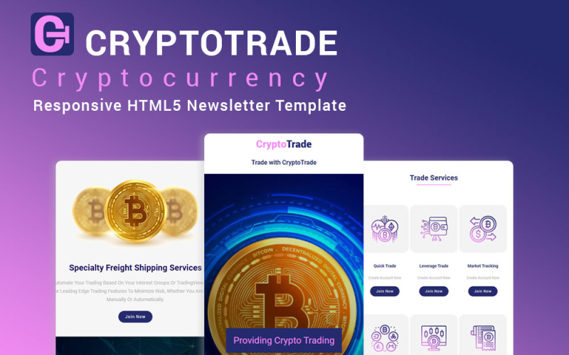 CryptoTrade - Cryptocurrency Duyarlı HTML5 Bülten Şablonu