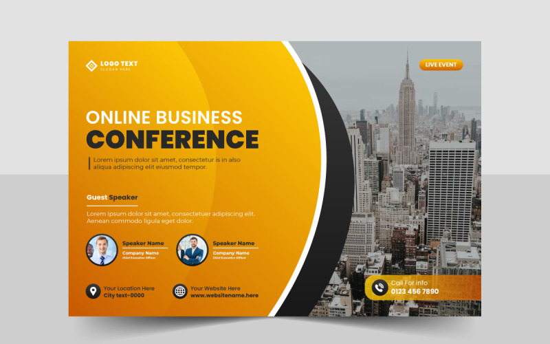 Horizontal business conference flyer template bundle or event ...