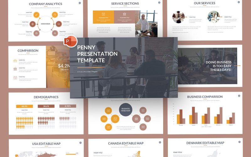 Penny Business Plan Plantilla de PowerPoint - TemplateMonster
