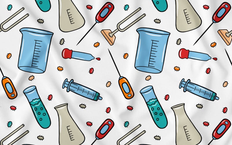 Science Kawaii Doodle Seamless Pattern 01 - TemplateMonster
