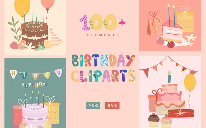 Birthday Complete Clip Art Kit #323153 - TemplateMonster