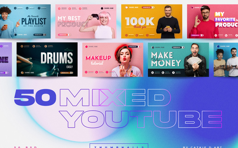 Youtube Thumbnail Bundle (50 PSD) #323142 - TemplateMonster