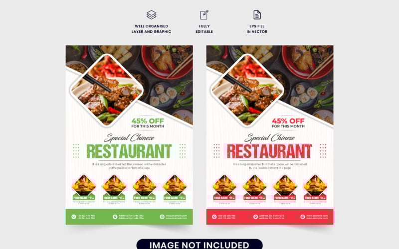 Vector de volante de anuncio de restaurante - TemplateMonster